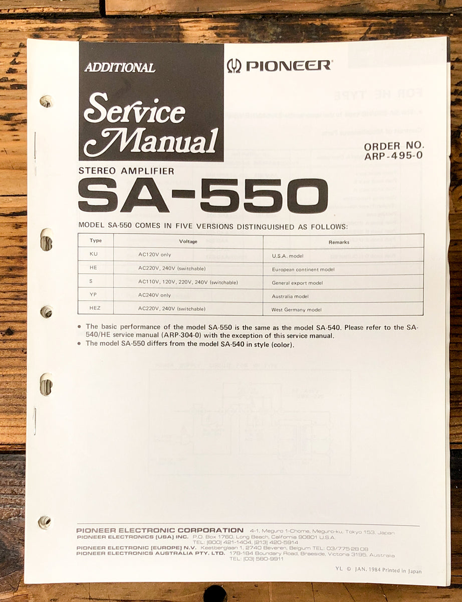 Amplifier Add. Service Manual *Original* – Vintage Audio Store ...