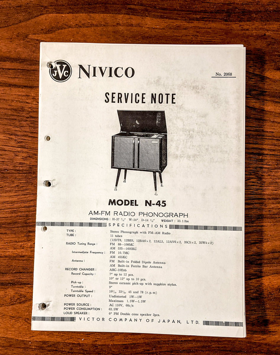 JVC N-45 Record Console Service Manual *Original* – Vintage Audio Store ...