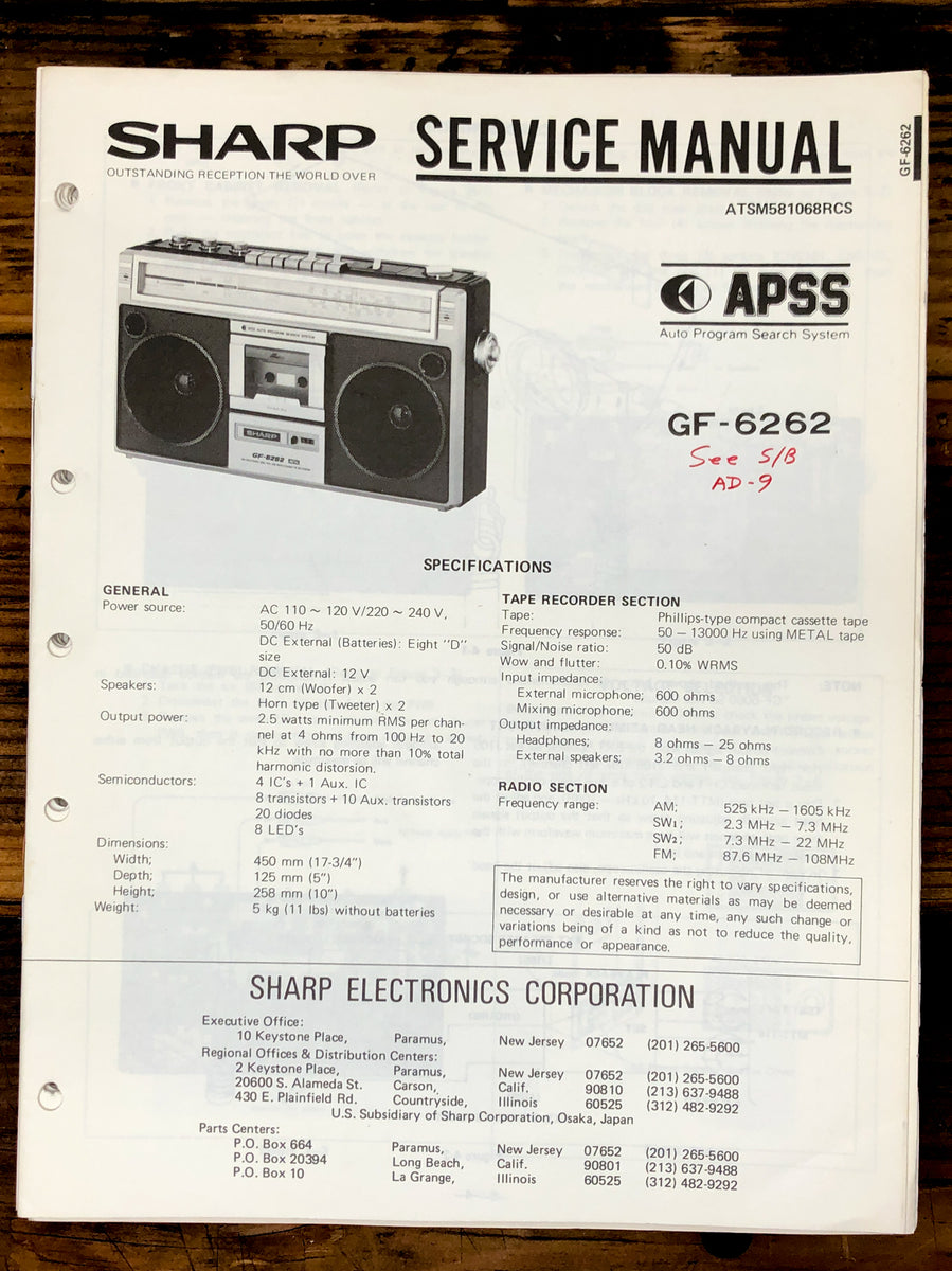 Radio / Boombox Service Manual *Original* – Vintage Audio Store ...