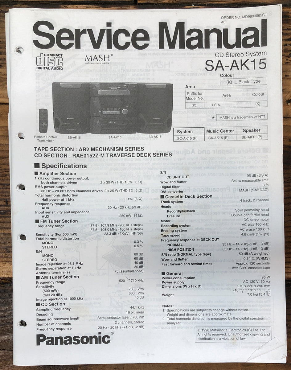 Stereo Service Manual *Original* – Vintage Audio Store - Vintage Service Manuals, Stereo ...