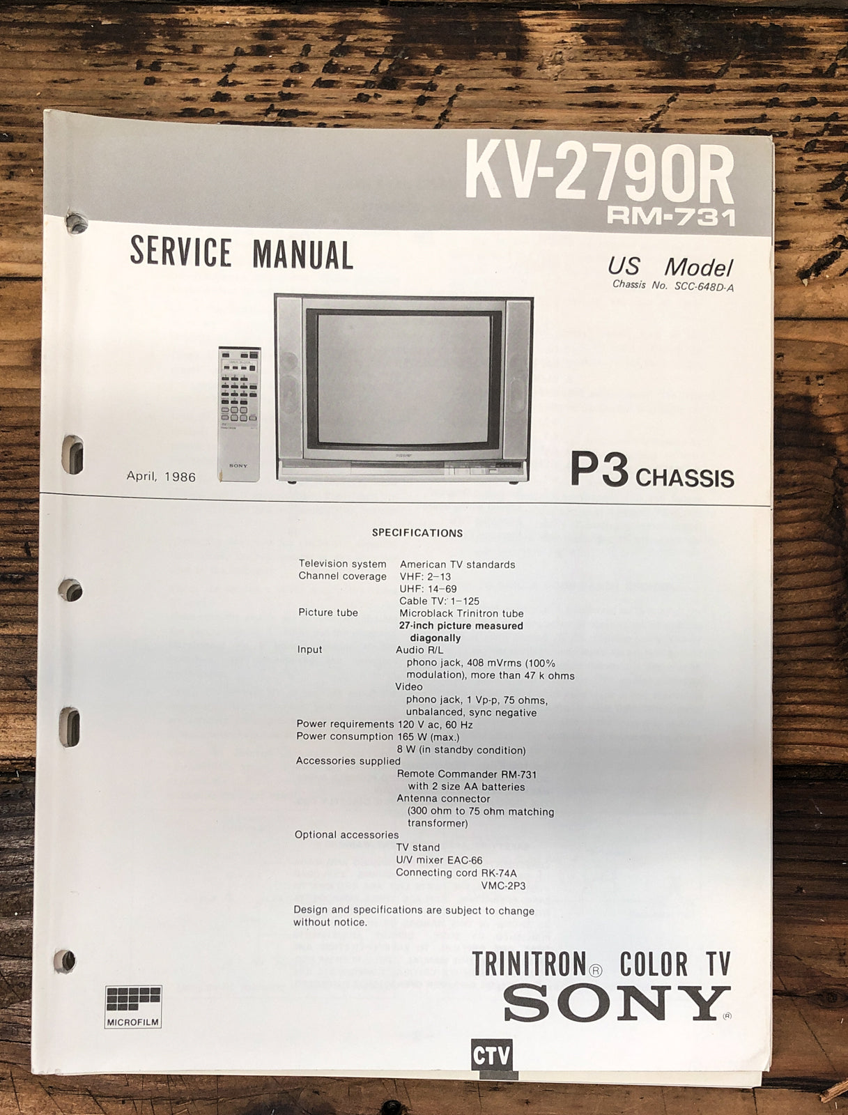 TV Service Manual *Original* – Vintage Audio Store - Vintage Service ...