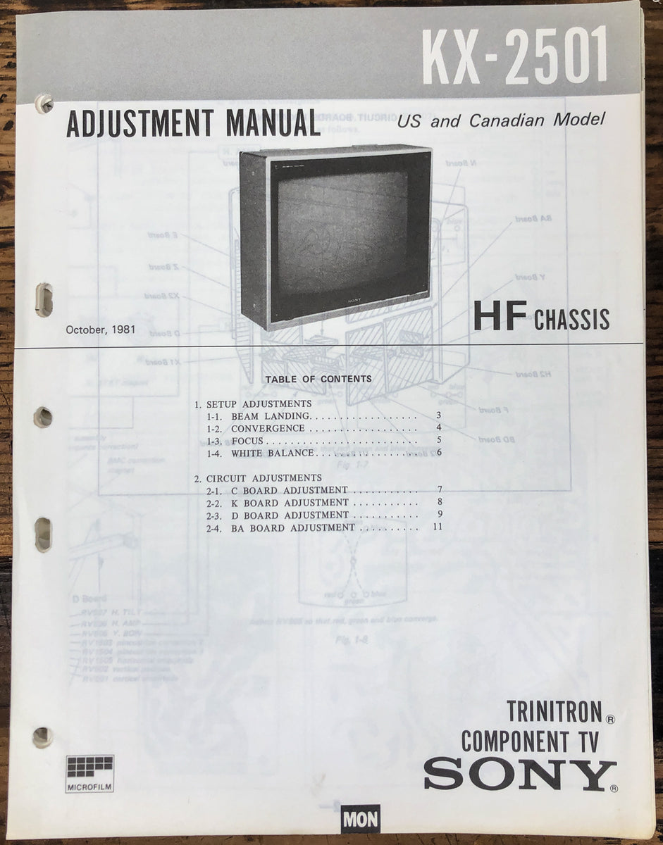 TV / Television Adjustment Manual *Original* – Vintage Audio Store ...