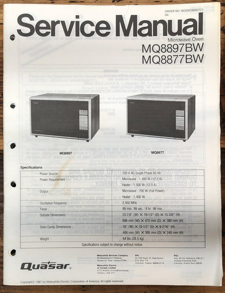 Microwave Service Manual *Original* – Vintage Audio Store - Vintage ...