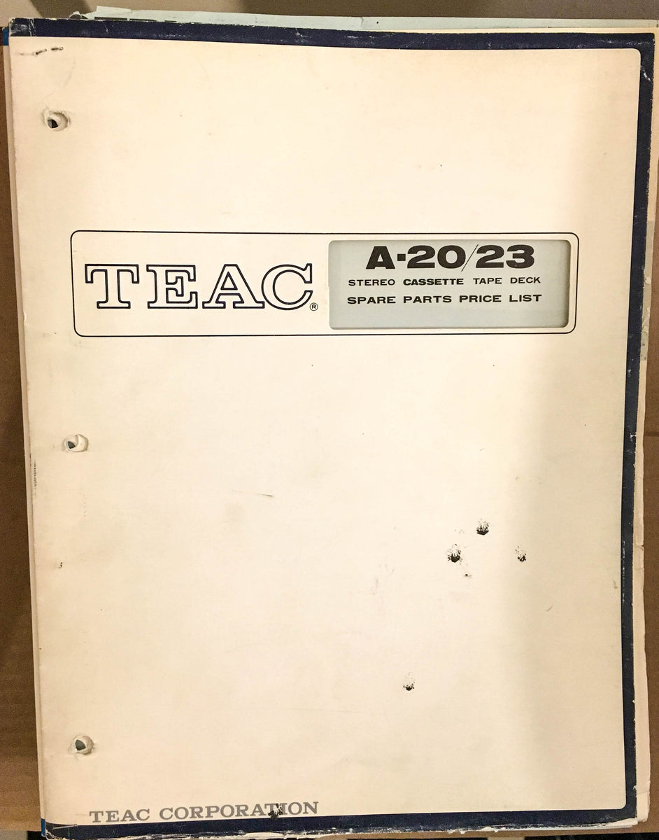 Teac A-20 A-23 Tape Deck Spare Parts Price List Service Manual *Origin ...
