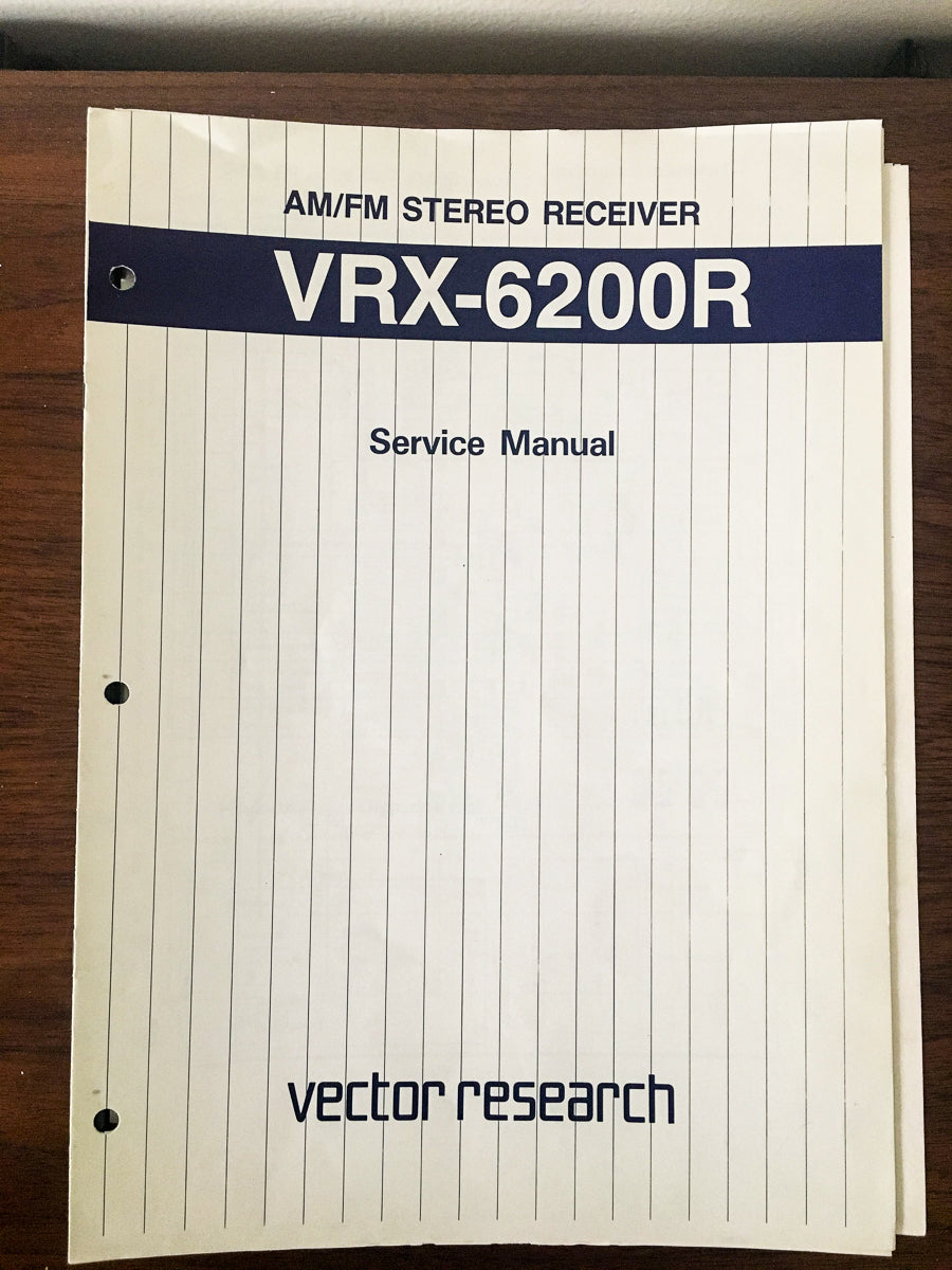 Vector Research VRX-6200R Receiver Service Manual *Original* – Vintage ...