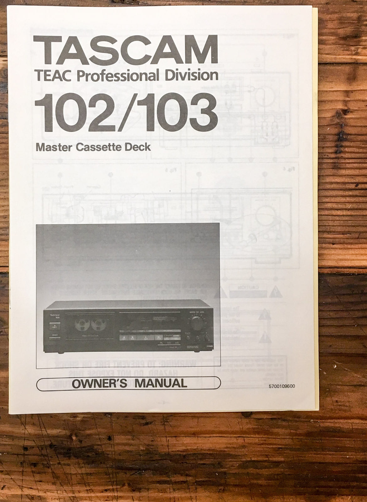 Teac / Tascam Model 102 103 Master Cassette Deck Owners / User Manual ...