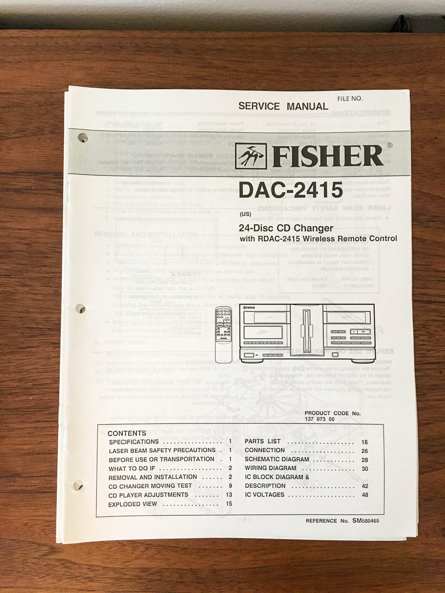 Fisher DAC-2415 CD Player Service Manual *Original* – Vintage Audio ...