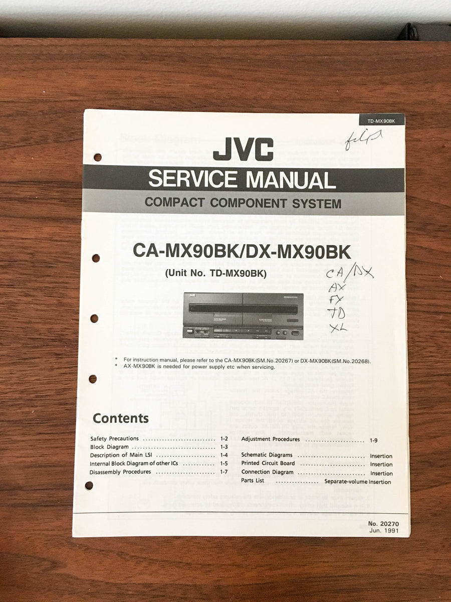 JVC CA-MX90 BK DX-MX90 BK Stereo Component Service Manual *Original ...