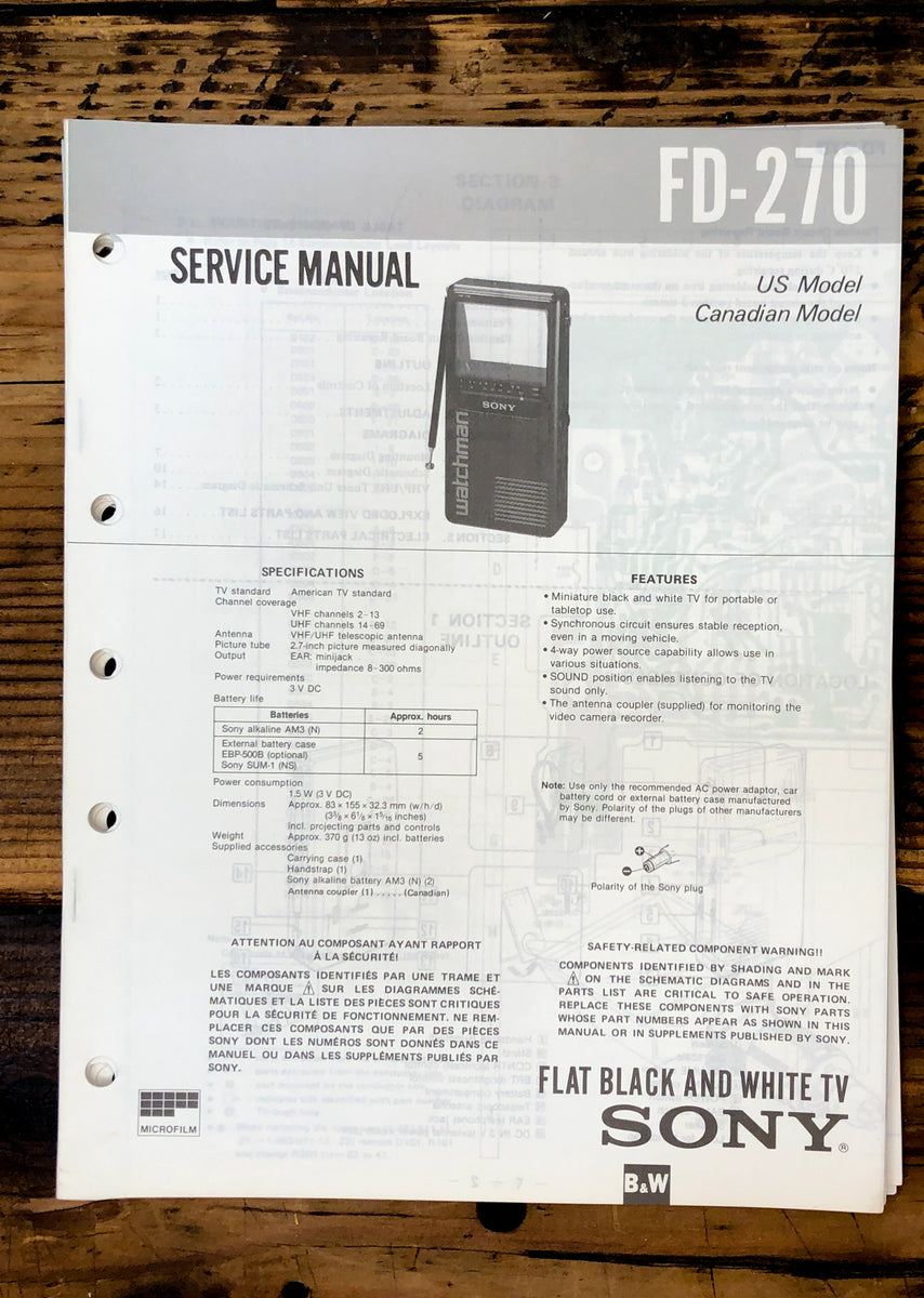 Watchman TV Service Manual *Original* – Vintage Audio Store - Vintage ...