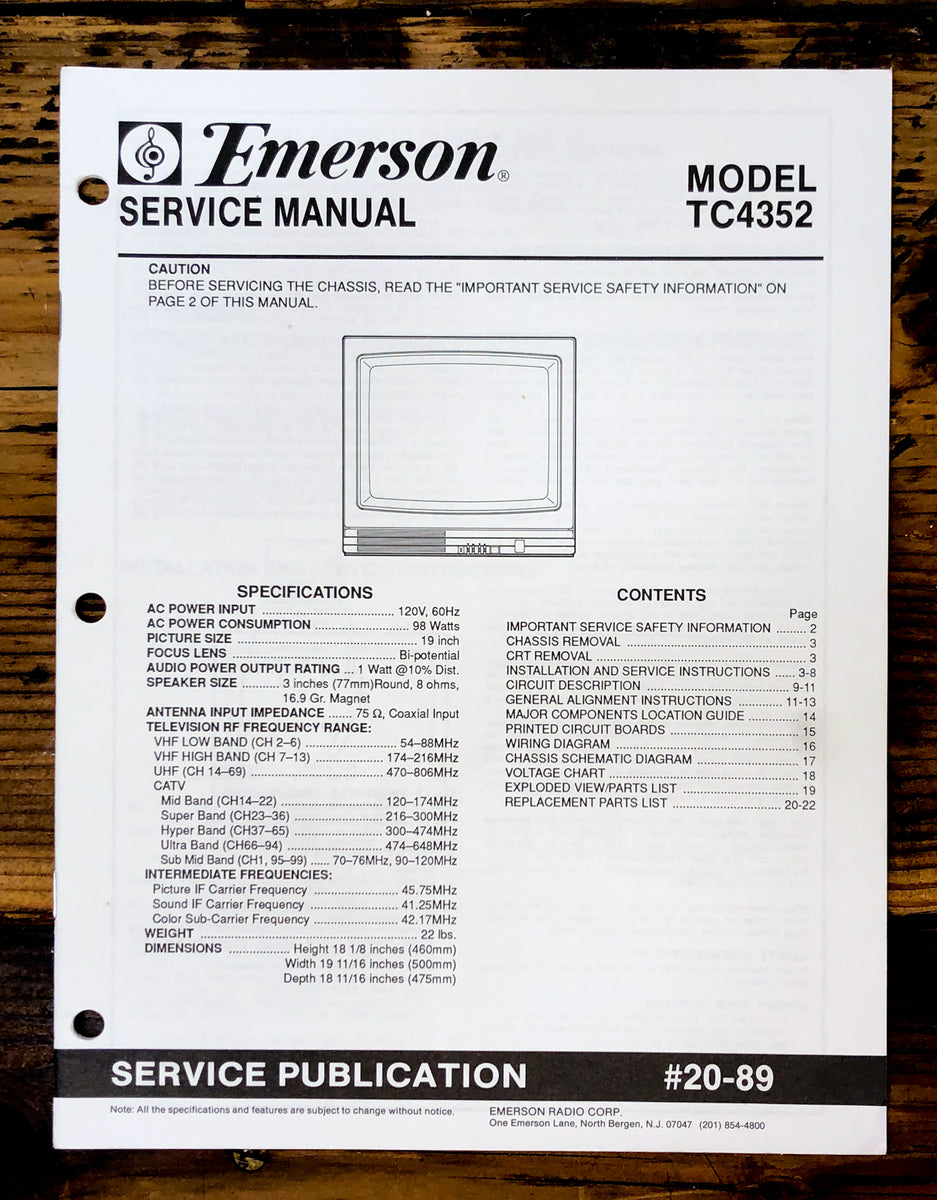 TV Service Manual *Original* – Vintage Audio Store - Vintage Service ...