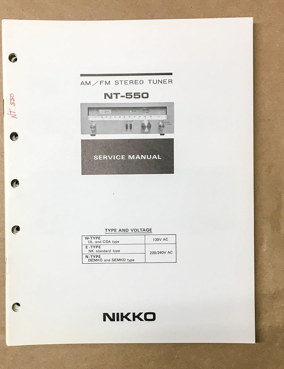 Nikko NT-550 Tuner Service Manual *Original* – Vintage Audio Store ...