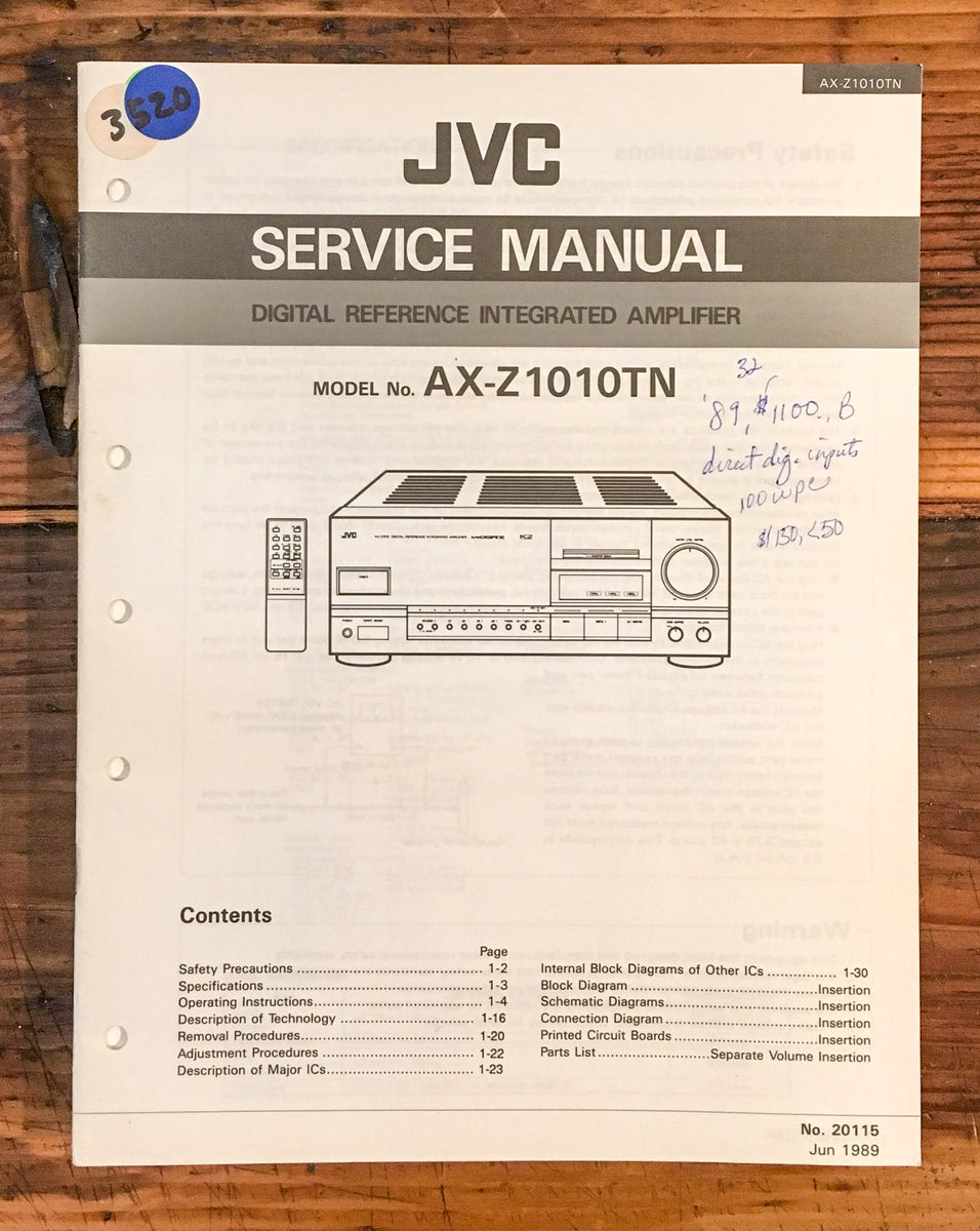 JVC AX-Z1010TN AX-Z1010 TN Amplifier Service Manual *Original ...