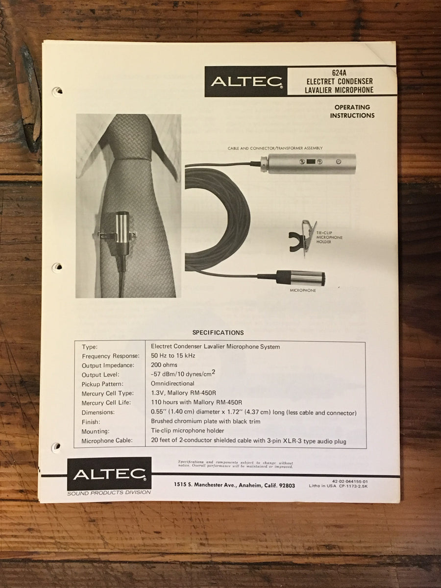 Microphone Owner / Operating Instructions *Original* – Vintage Audio ...