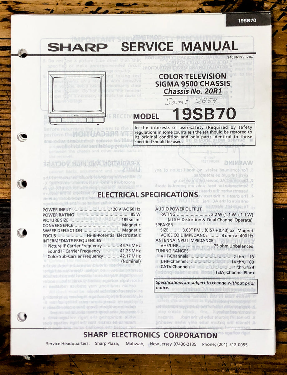 TV / Television Service Manual *Original* – Vintage Audio Store ...
