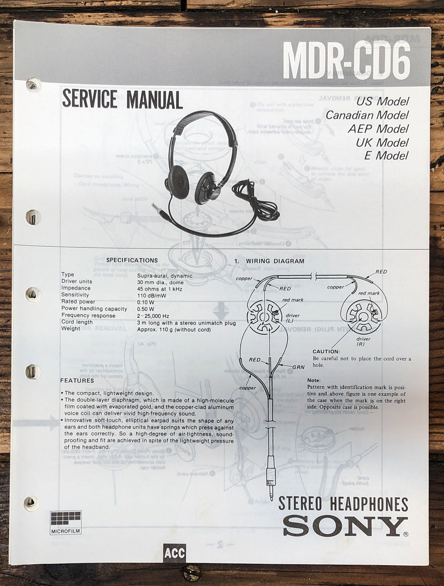 Headphones Service Manual *Original* – Vintage Audio Store - Vintage ...