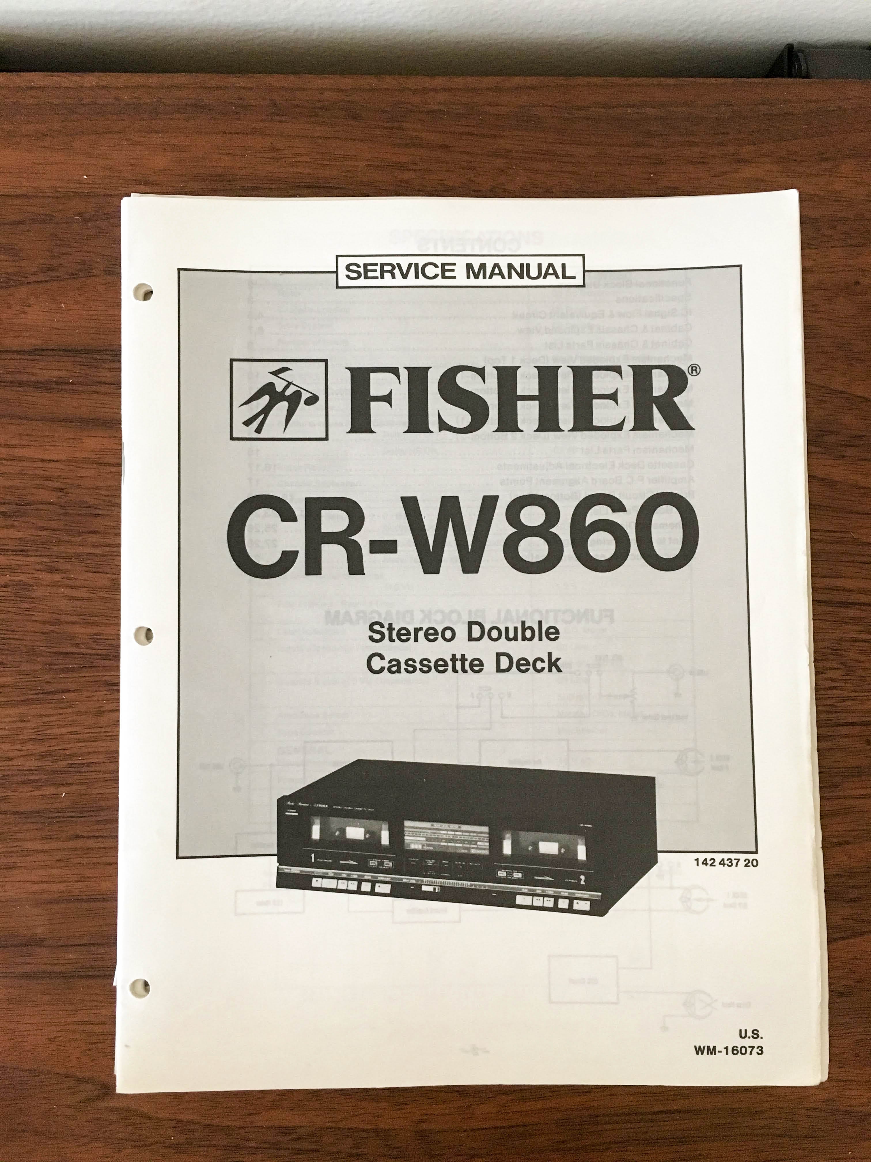 Fisher CR-W860 Cassette Service Manual *Original* – Vintage Audio Store ...