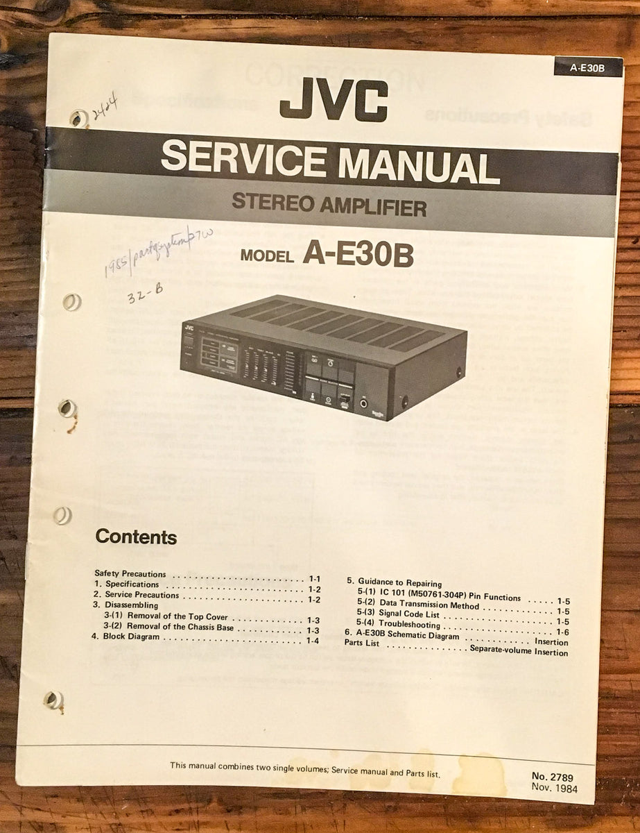JVC A-E30B A-E30 B Amplifier Service Manual *Original* – Vintage Audio ...