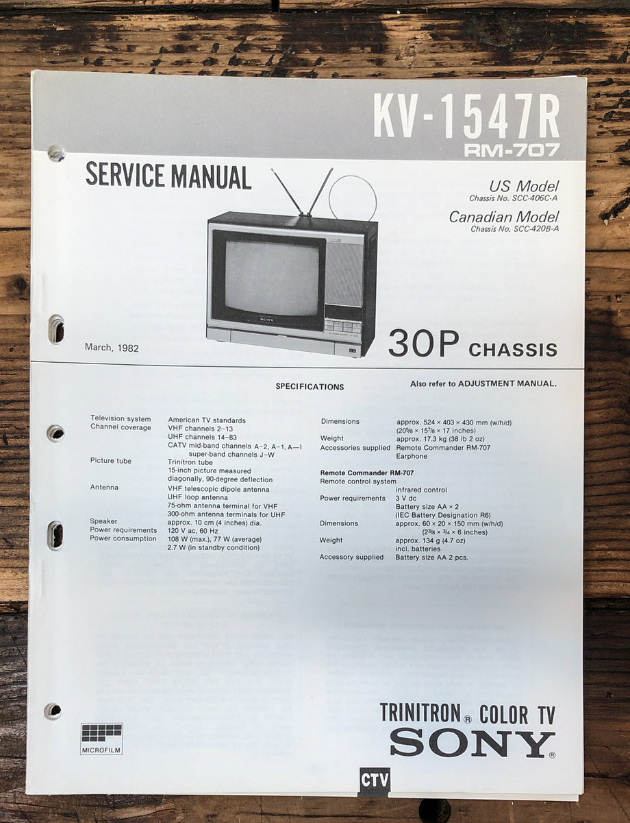 TV Service Manual *Original* – Vintage Audio Store - Vintage Service ...