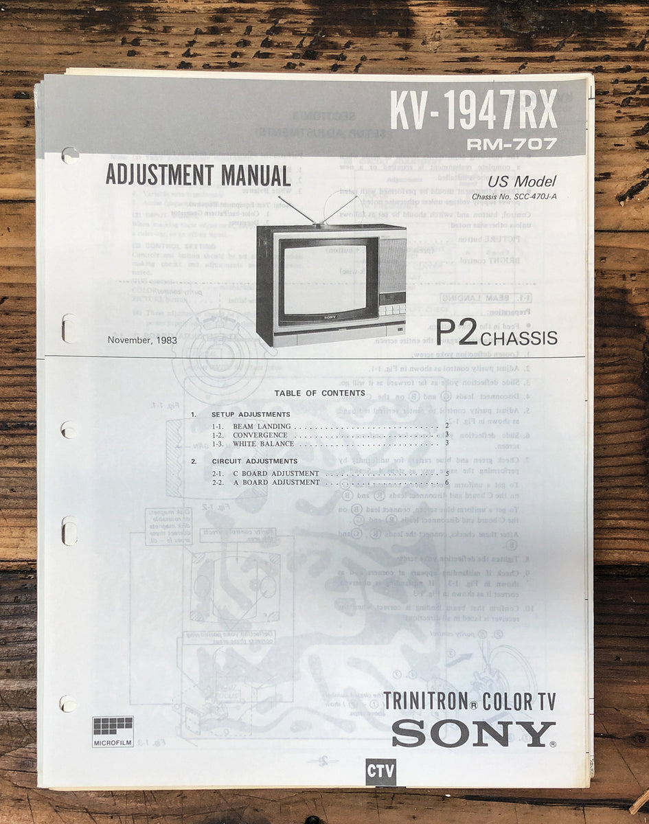 TV Adjustment Manual *Original* – Vintage Audio Store - Vintage Service ...