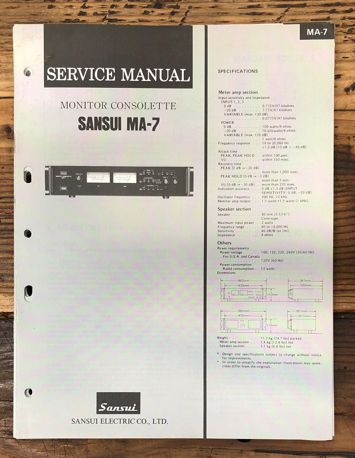 Monitor Console Service Manual *Original* – Vintage Audio Store ...
