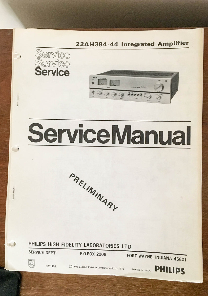 Philips 22AH384 /44 AMPLIFIER Service Manual *Original* – Vintage Audio ...