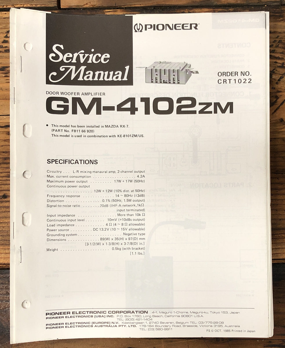 Amplifier Service Manual *Original* – Vintage Audio Store - Vintage ...