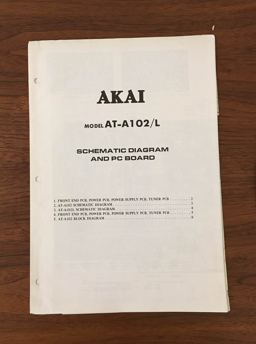 Akai AT-A102 / AT-A102L TUNER Service Manual *Original* – Vintage Audio ...