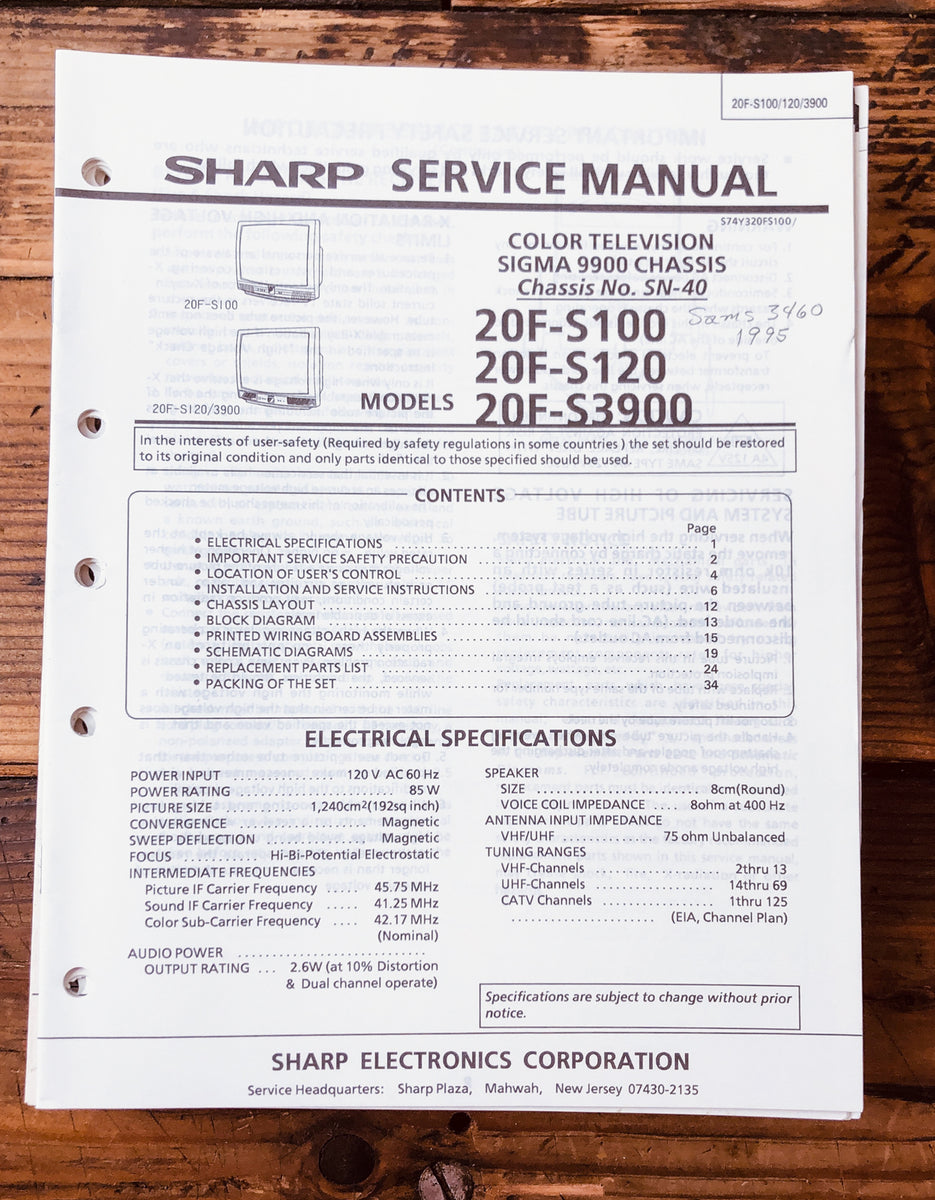 TV Service Manual *Original* – Vintage Audio Store - Vintage Service ...