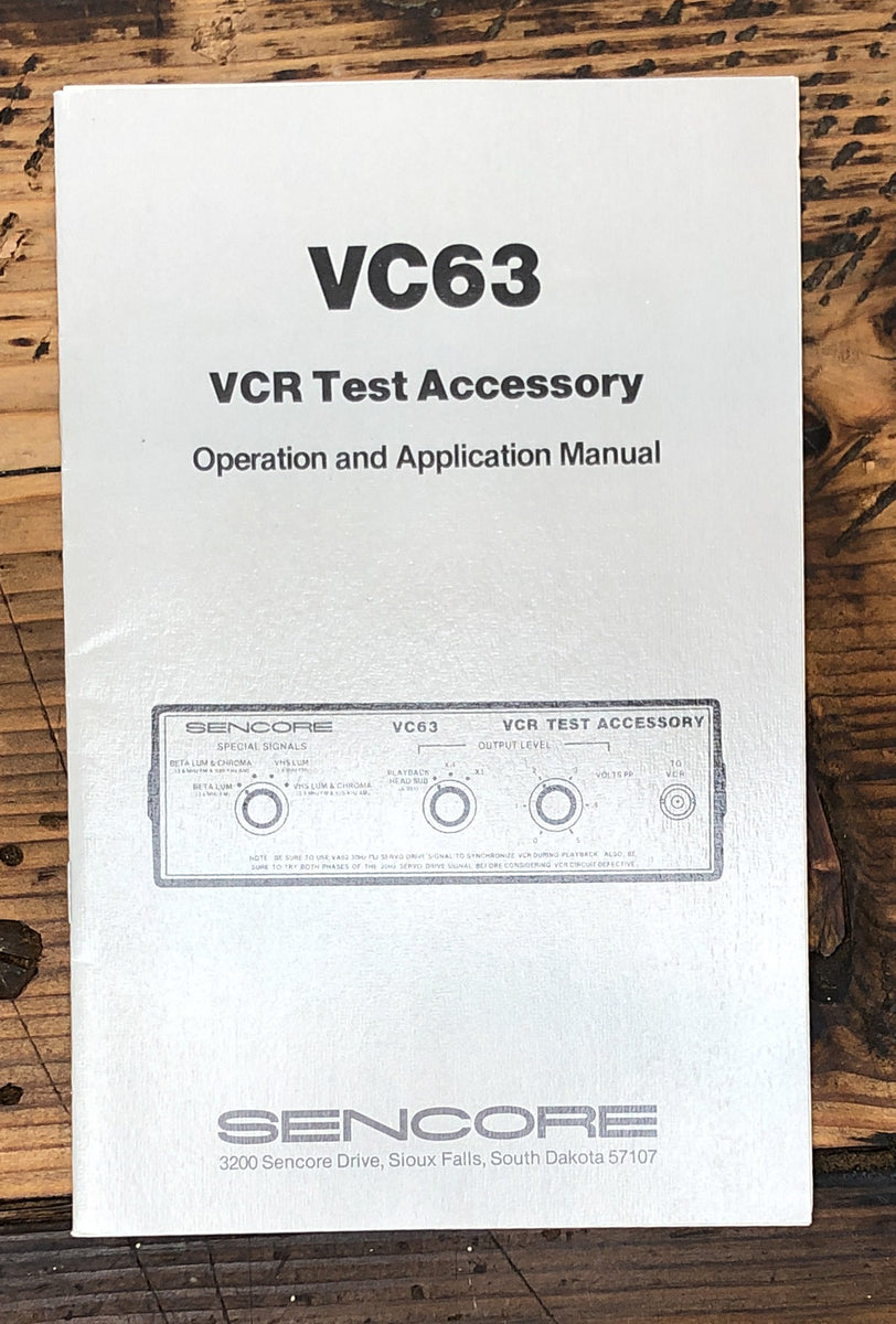 VCR Test Accessory Owner / User Manual *Original* – Vintage Audio Store ...