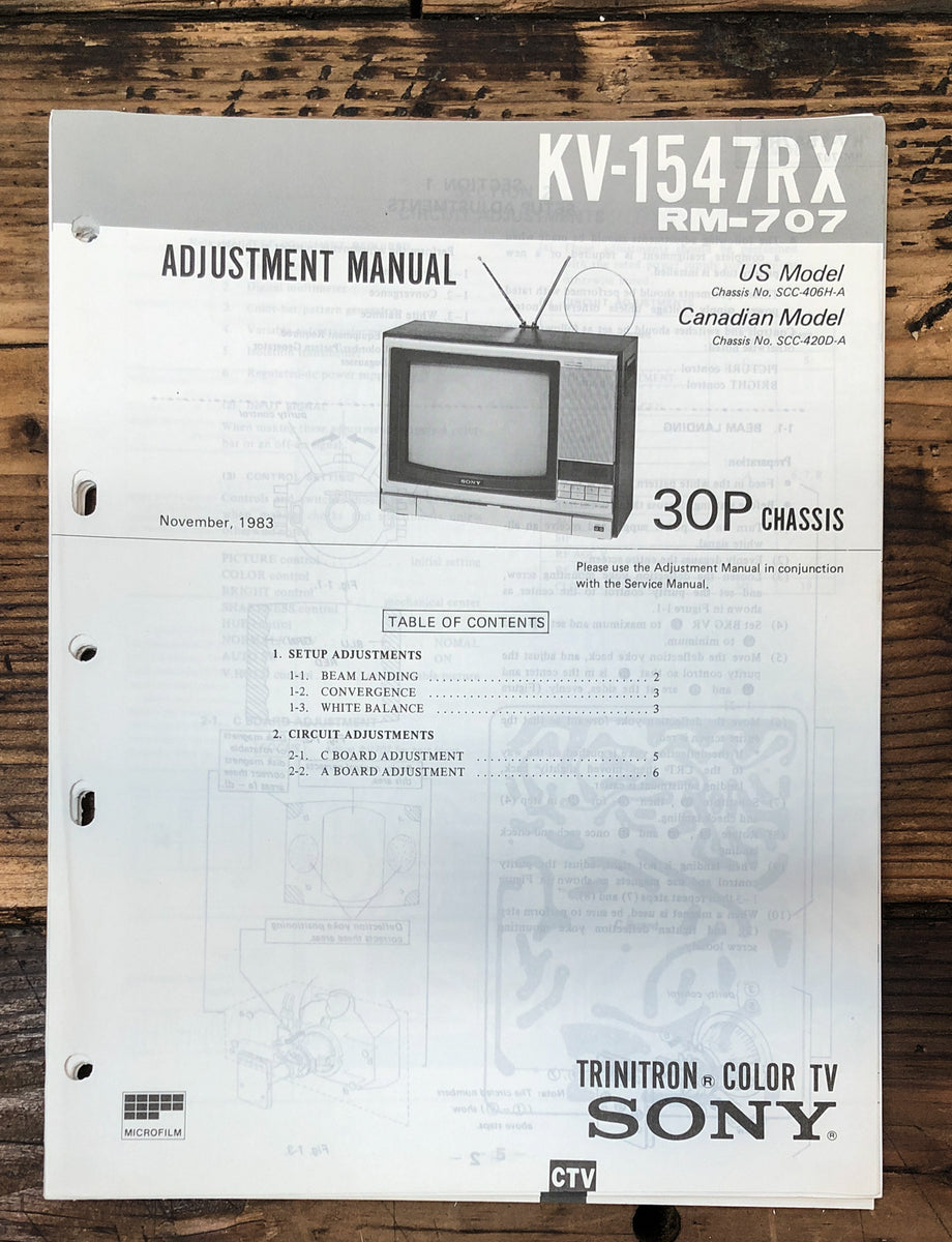 TV Adjustment Manual *Original* – Vintage Audio Store - Vintage Service ...