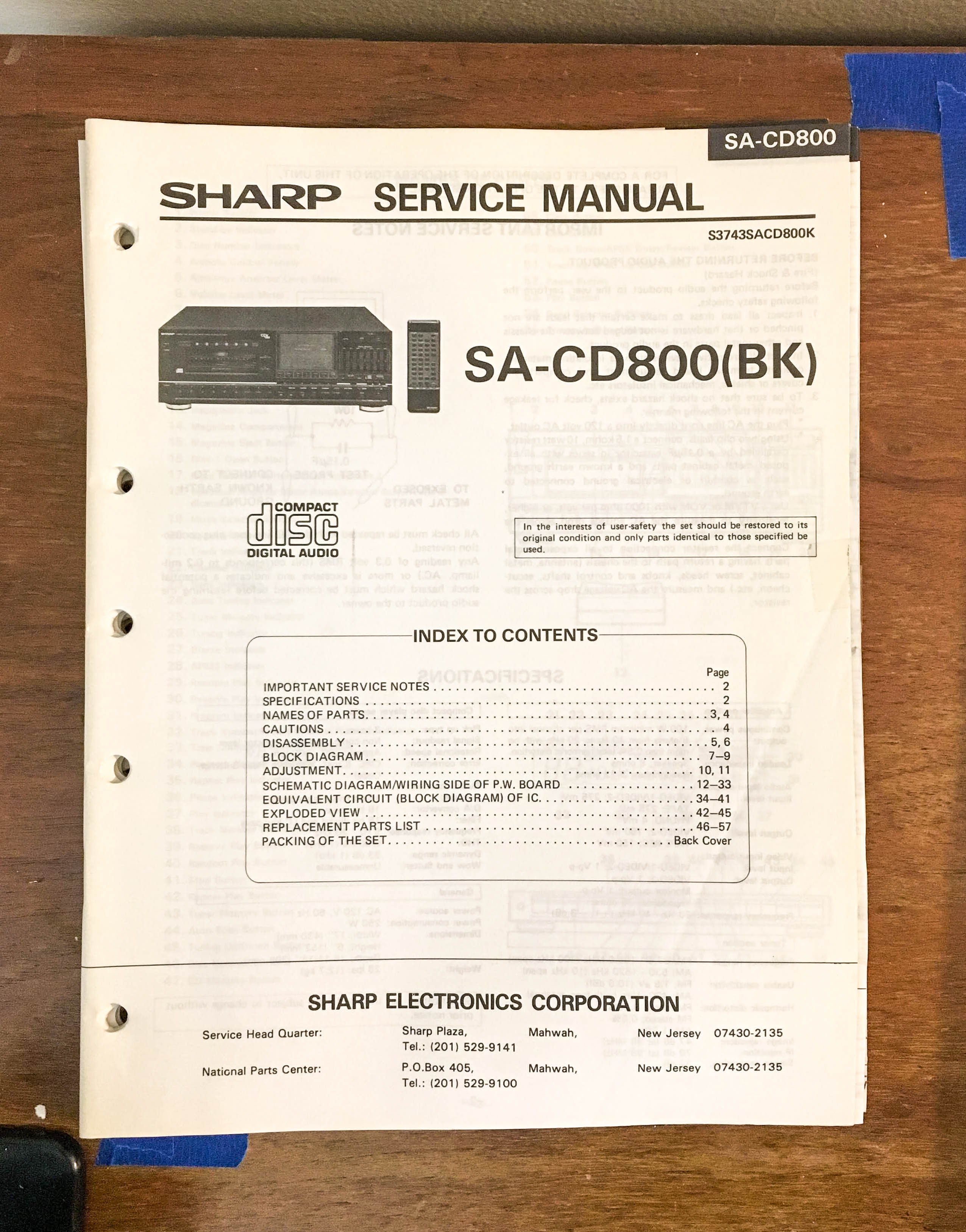 Sharp SA-CD800 BK Receiver Service Manual *Original* – Vintage Audio ...