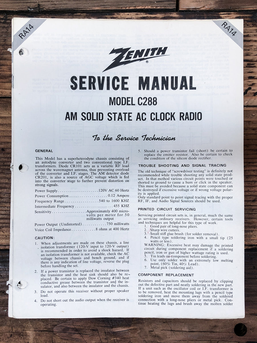 Radio Service Manual *Original* – Vintage Audio Store - Vintage Service ...