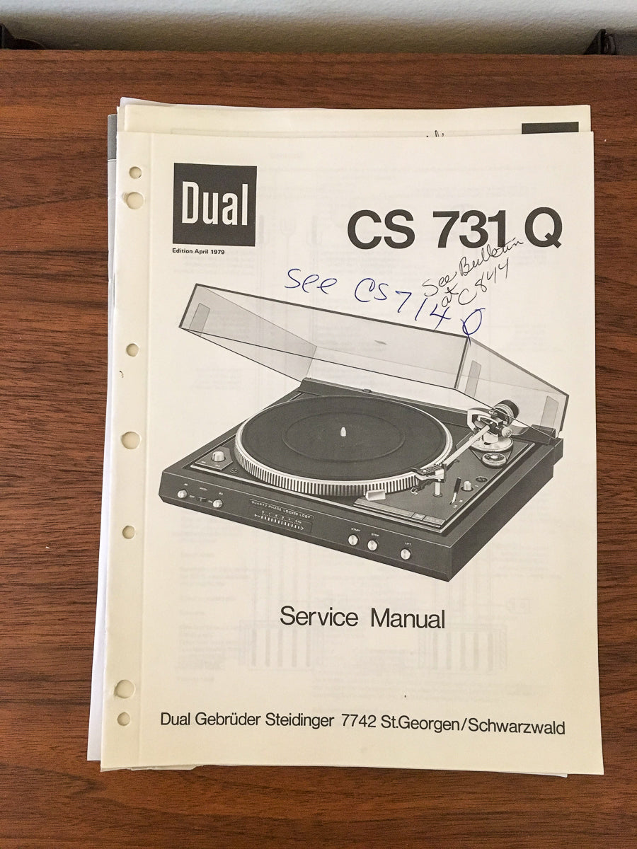 Dual CS 731Q 731-Q Turntable / Record Player Service Manual *Original ...