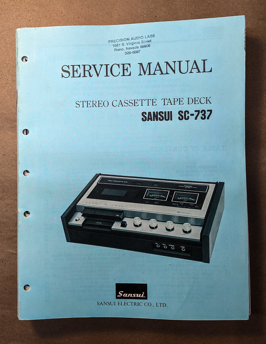 Sansui SC-737 Cassette Service Manual *Original* – Vintage Audio Store ...