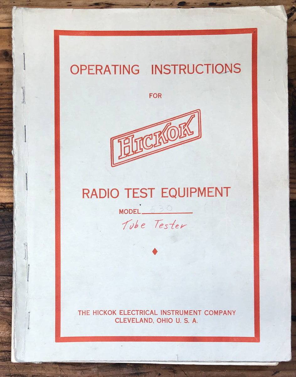 Tube Tester Owner / Service Manual *Original* – Vintage Audio Store ...