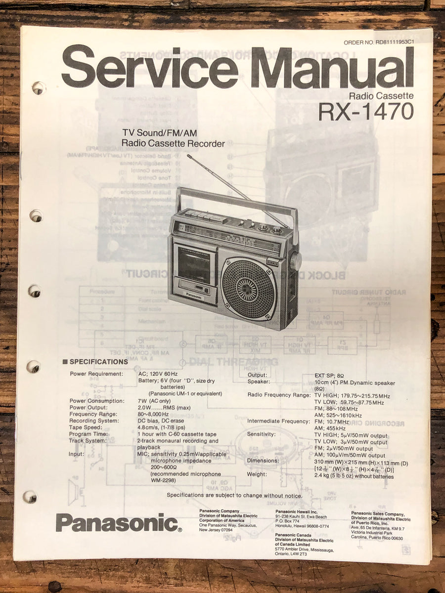 Radio / Boombox Service Manual *Original* – Vintage Audio Store ...