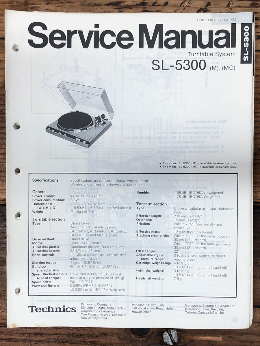 Record Player / Turntable Service Manual *Original* – Vintage Audio ...