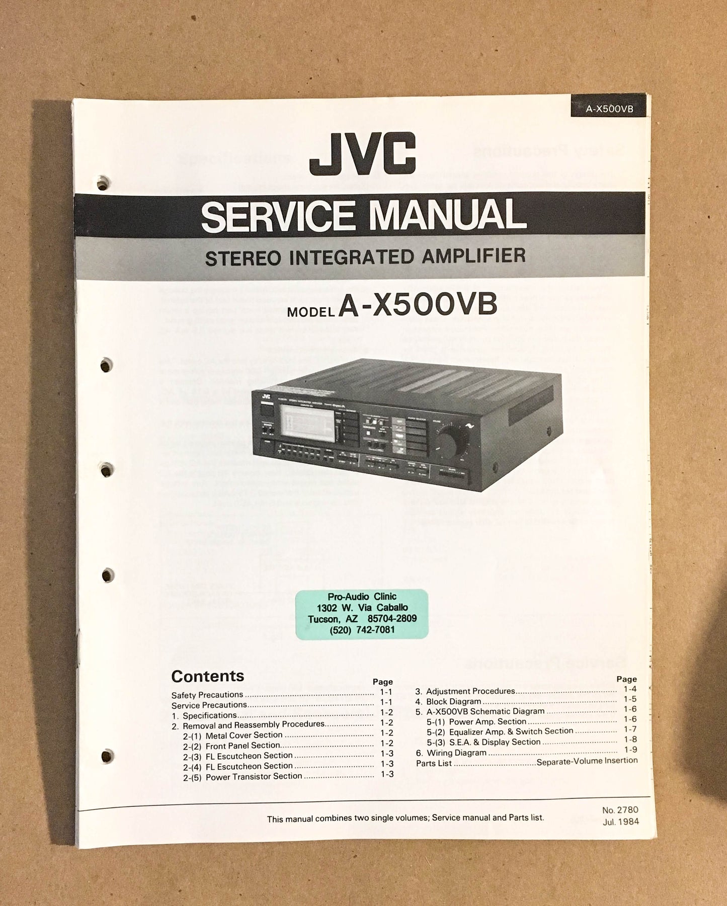 JVC A-X500 VB Amplifier Service Manual *Original* – Vintage Audio Store ...
