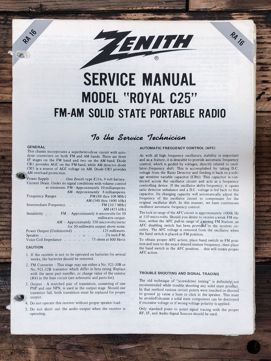 Radio Service Manual *Original* – Vintage Audio Store - Vintage Service ...