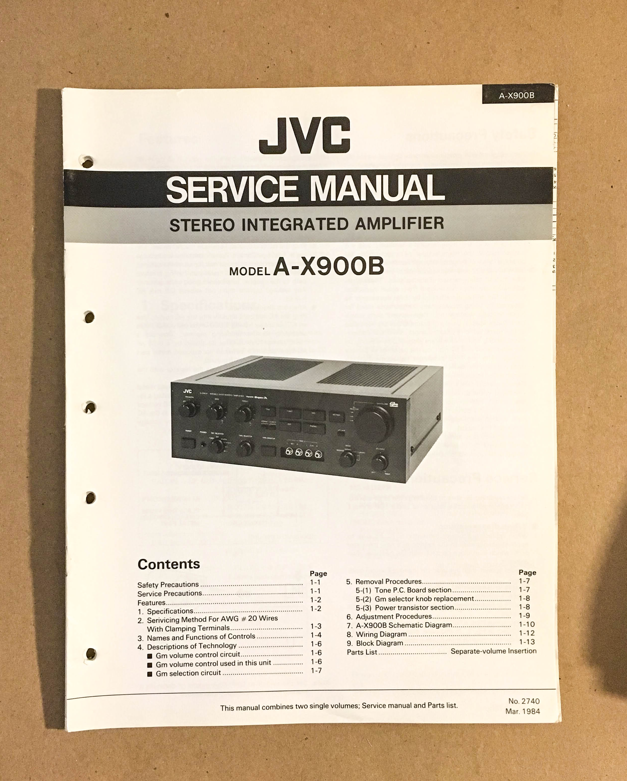 JVC A-X900B Amplifier Service Manual *Original* – Vintage Audio Store ...