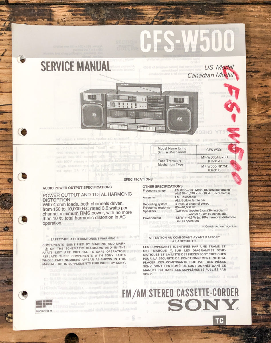Radio / Boombox Service Manual *Original* – Vintage Audio Store ...