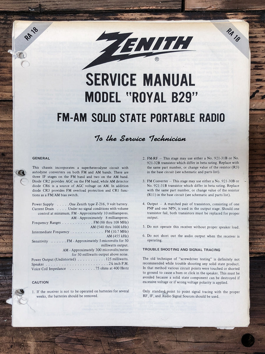 Radio Service Manual *Original* – Vintage Audio Store - Vintage Service ...