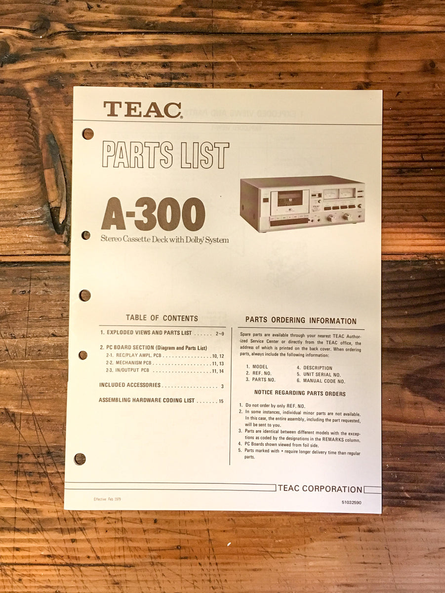 Cassette Parts List Manual *Original* – Vintage Audio Store - Vintage ...