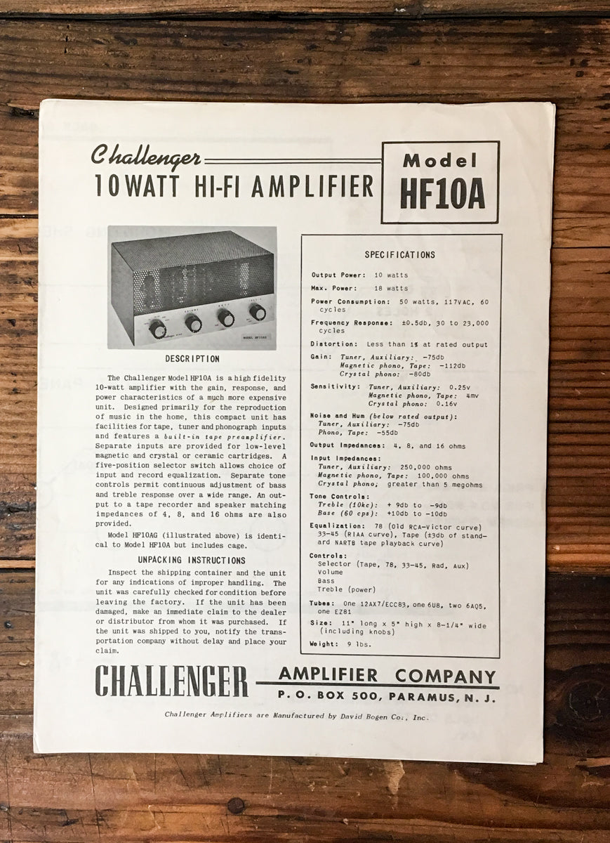 Amplifier Owners Manaul & Schematic Manual *Original* – Vintage Audio ...