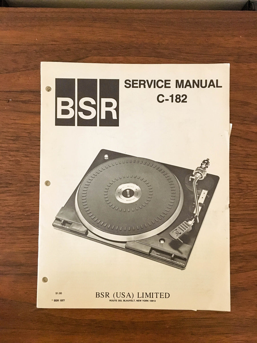 BSR C-182 C182 Record Player / Turntable Service Manual *Original* #1 ...