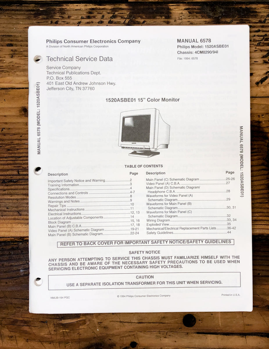 Monitor Service Manual *Original* – Vintage Audio Store - Vintage ...