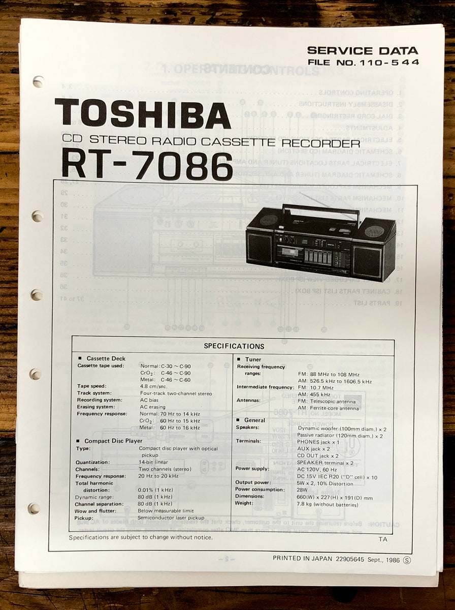 Radio Cassette Service Manual *Original* – Vintage Audio Store ...