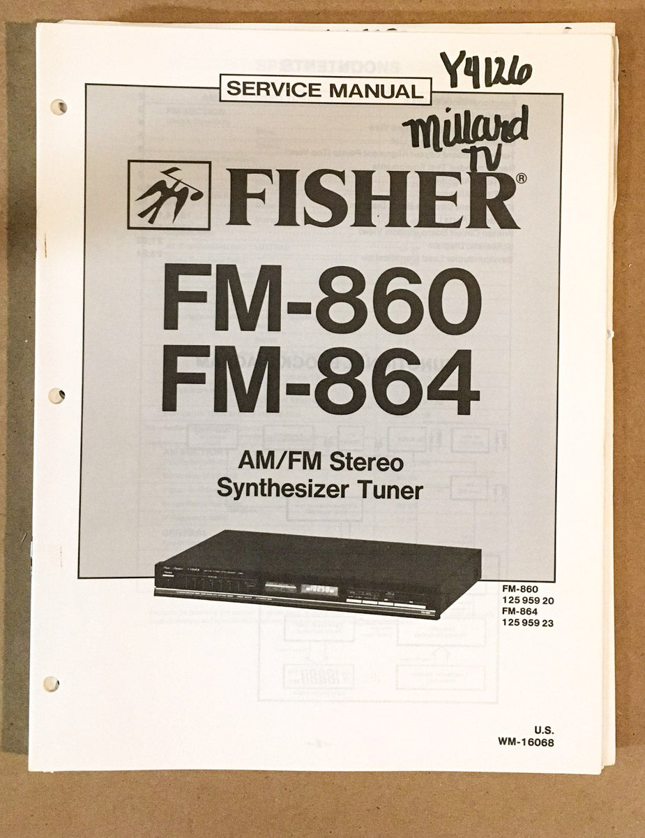Fisher FM-860 FM-864 Tuner Service Manual *Original* – Vintage Audio ...