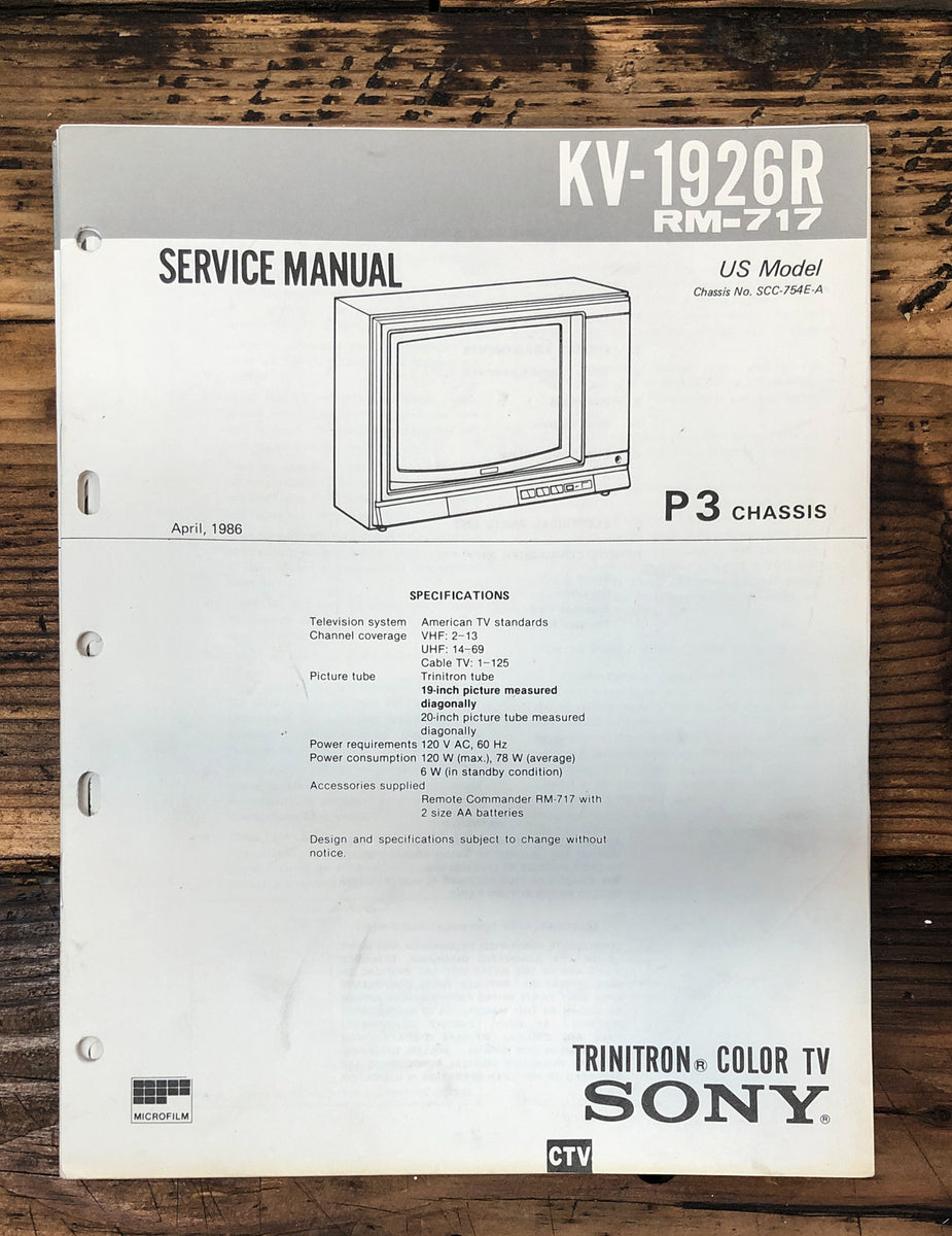 TV Service Manual *Original* – Vintage Audio Store - Vintage Service ...