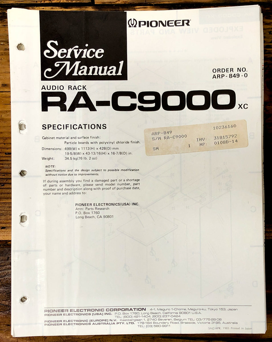 Audio Rack Service Manual *Original* – Vintage Audio Store - Vintage ...